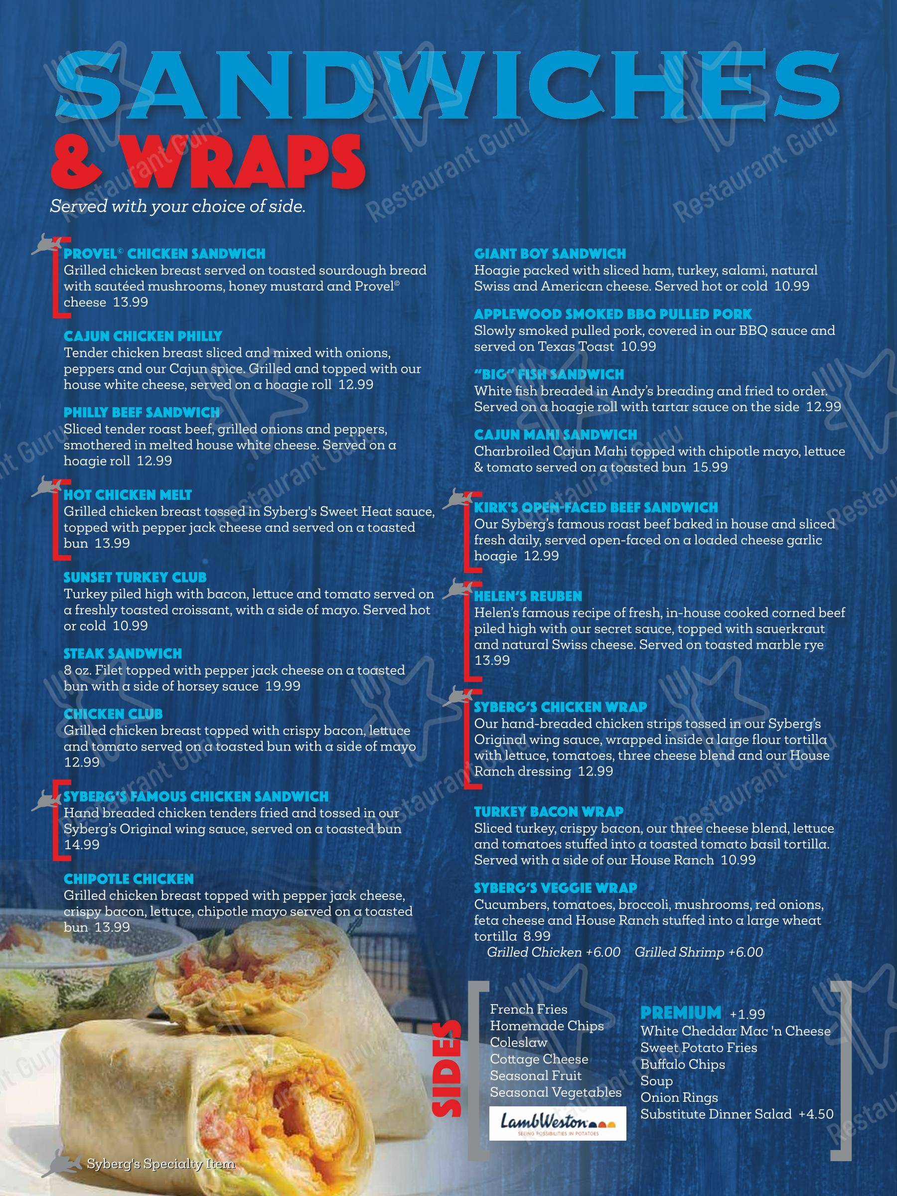 Menu at Syberg's Dorsett pub & bar, Maryland Heights