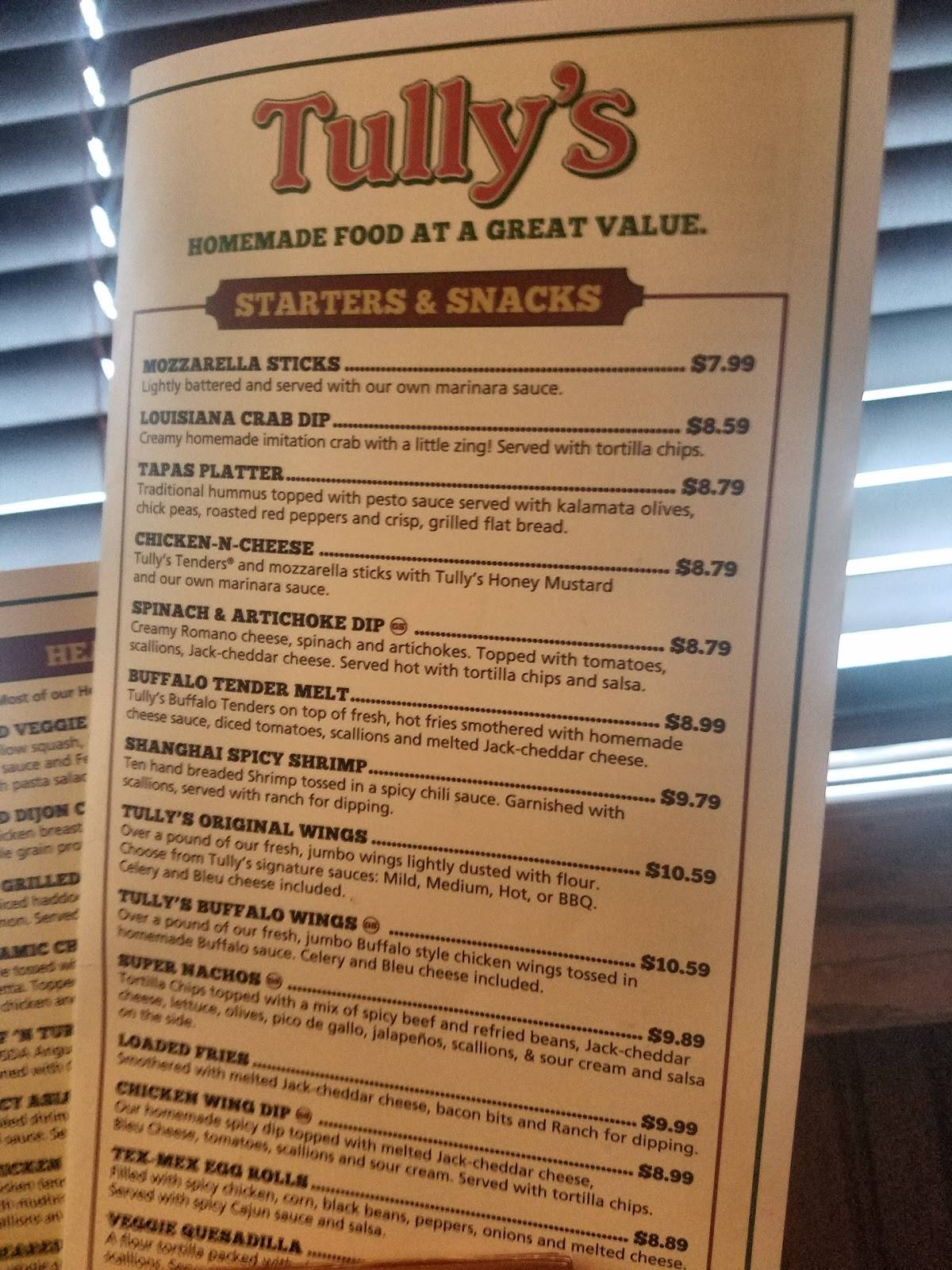 Menu at Tully's Good Times Fairmount pub & bar, Syracuse, W Genesee St