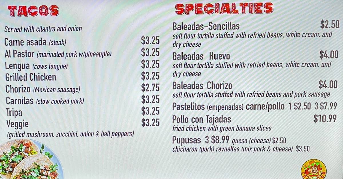 Menu at TACO RICO restaurant, Griffin