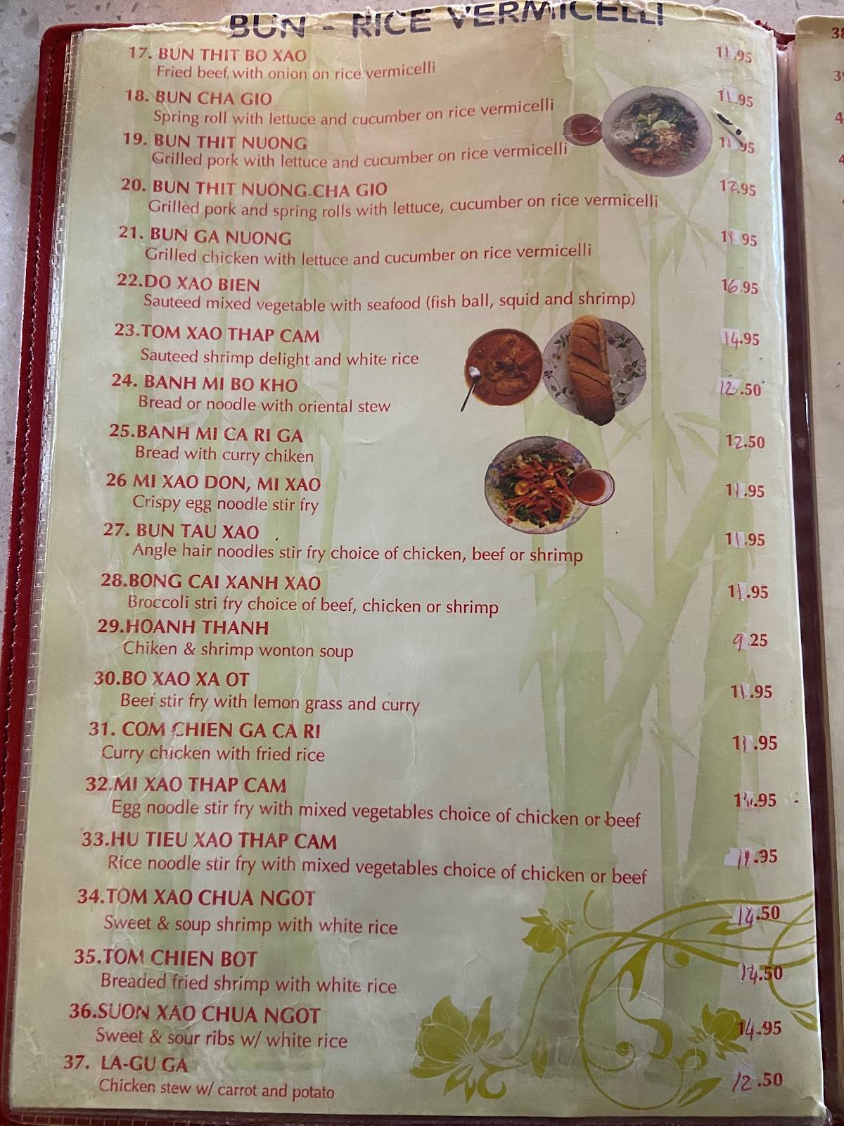 Menu at TC's Little Taste of Saigon restaurant, Ridgewood