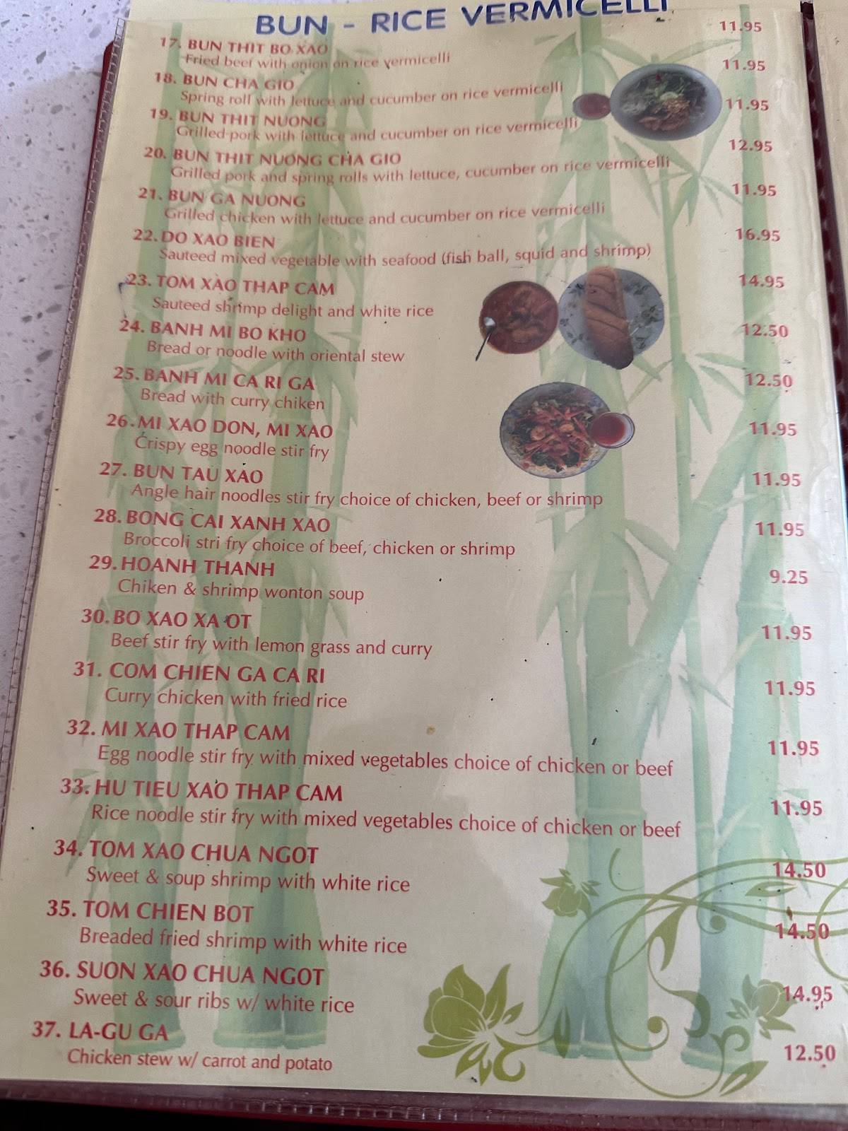 Menu at TC's Little Taste of Saigon restaurant, Ridgewood