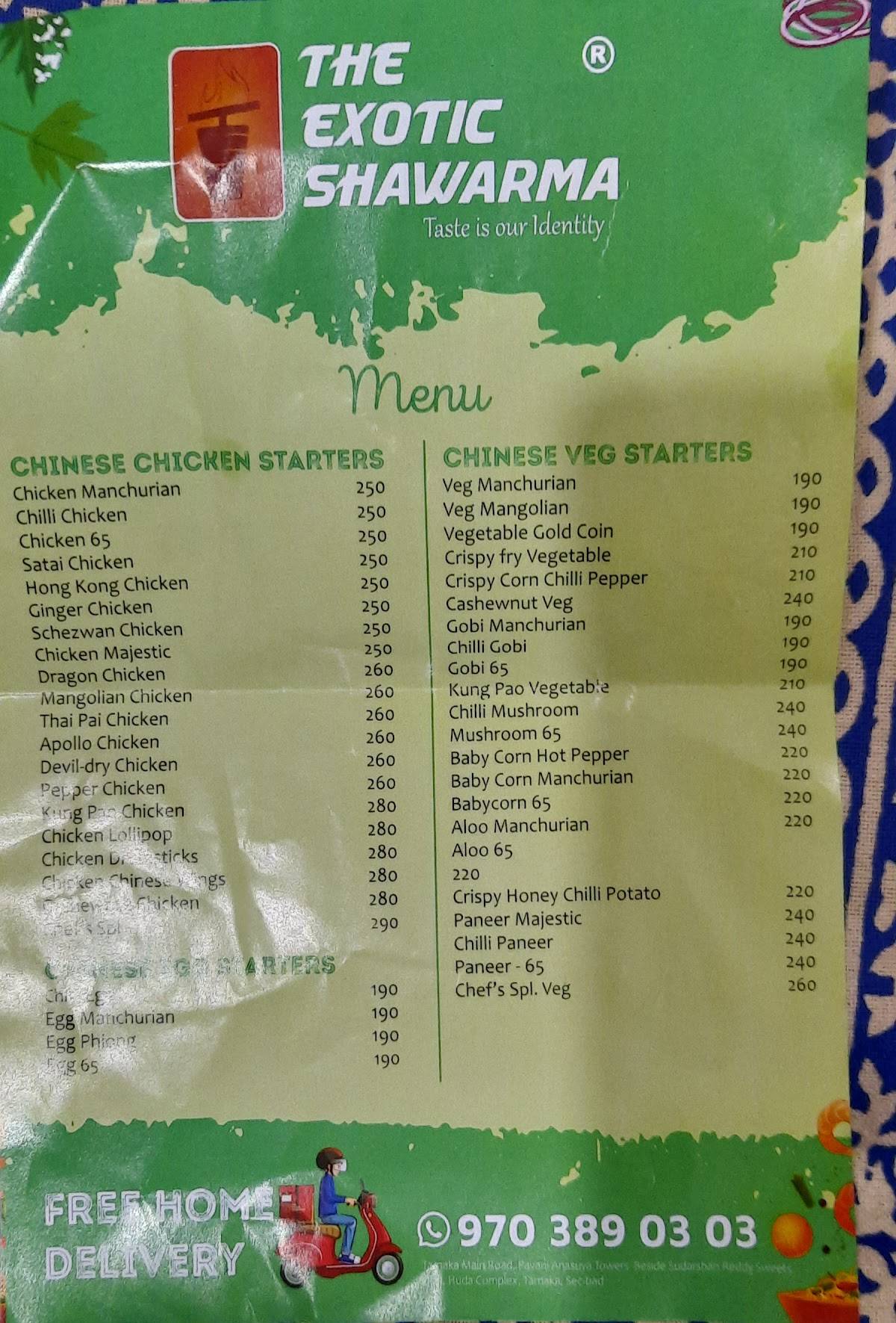 Menu at The Exotic Grill - Multicuisine Restaurant, Hyderabad, shop 1
