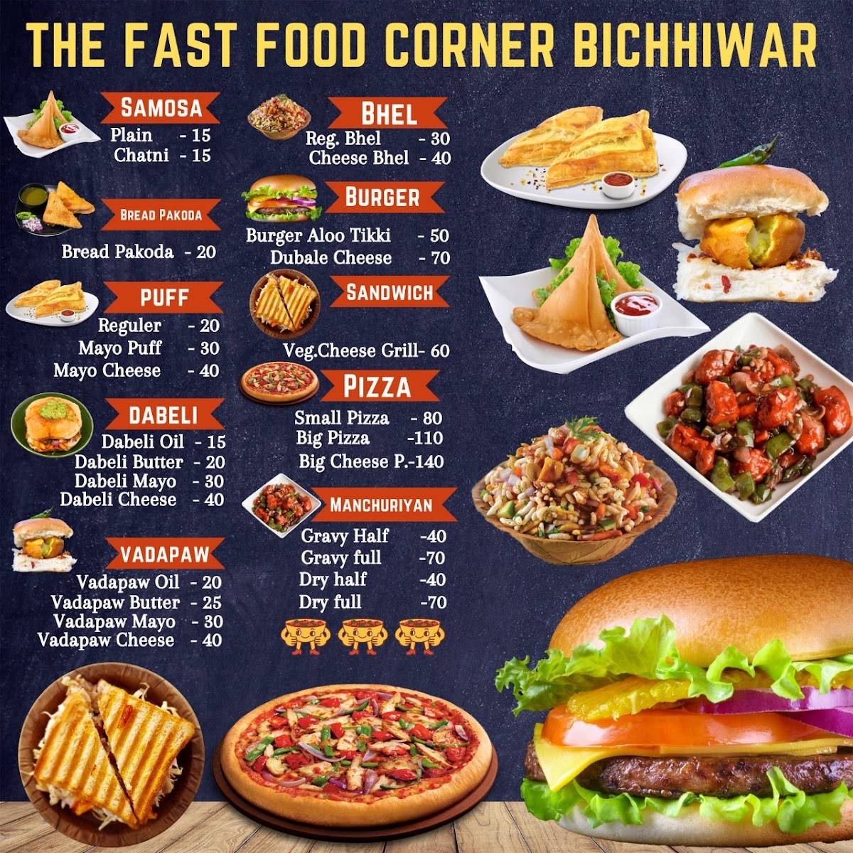 Menu at THE FAST FOOD CORNER, Bichhiwara