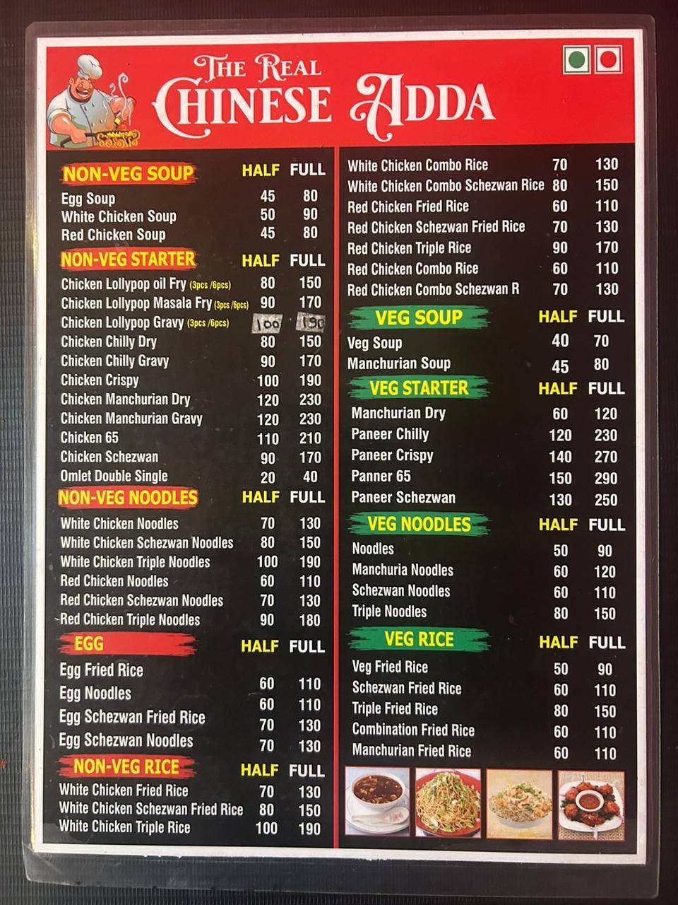 Menu at THE REAL CHINESE ADDA, Mumbai