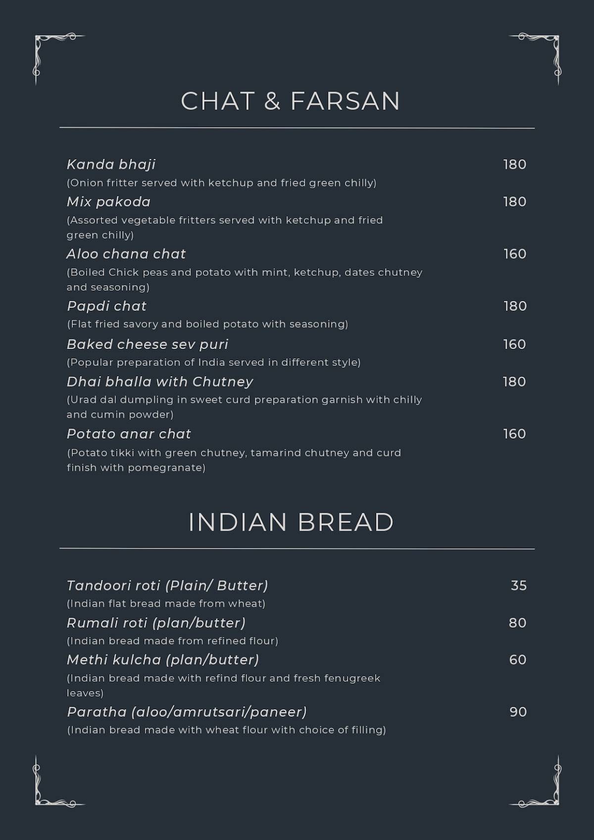 Menu at THE TEROTALE, Nashik