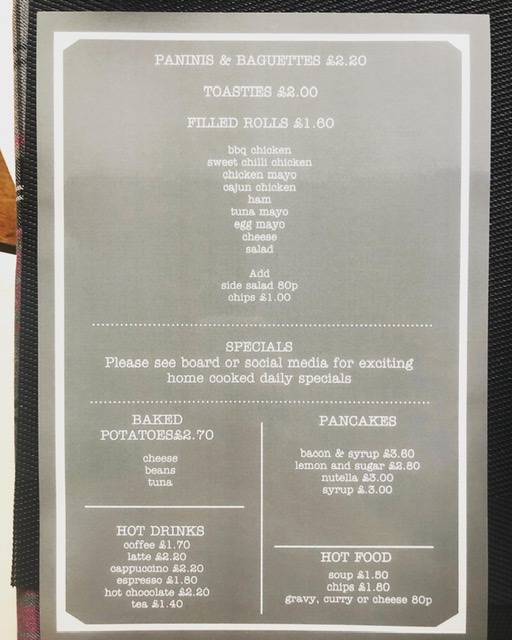 Menu at THE wee KITCHEN cafe, Glasgow