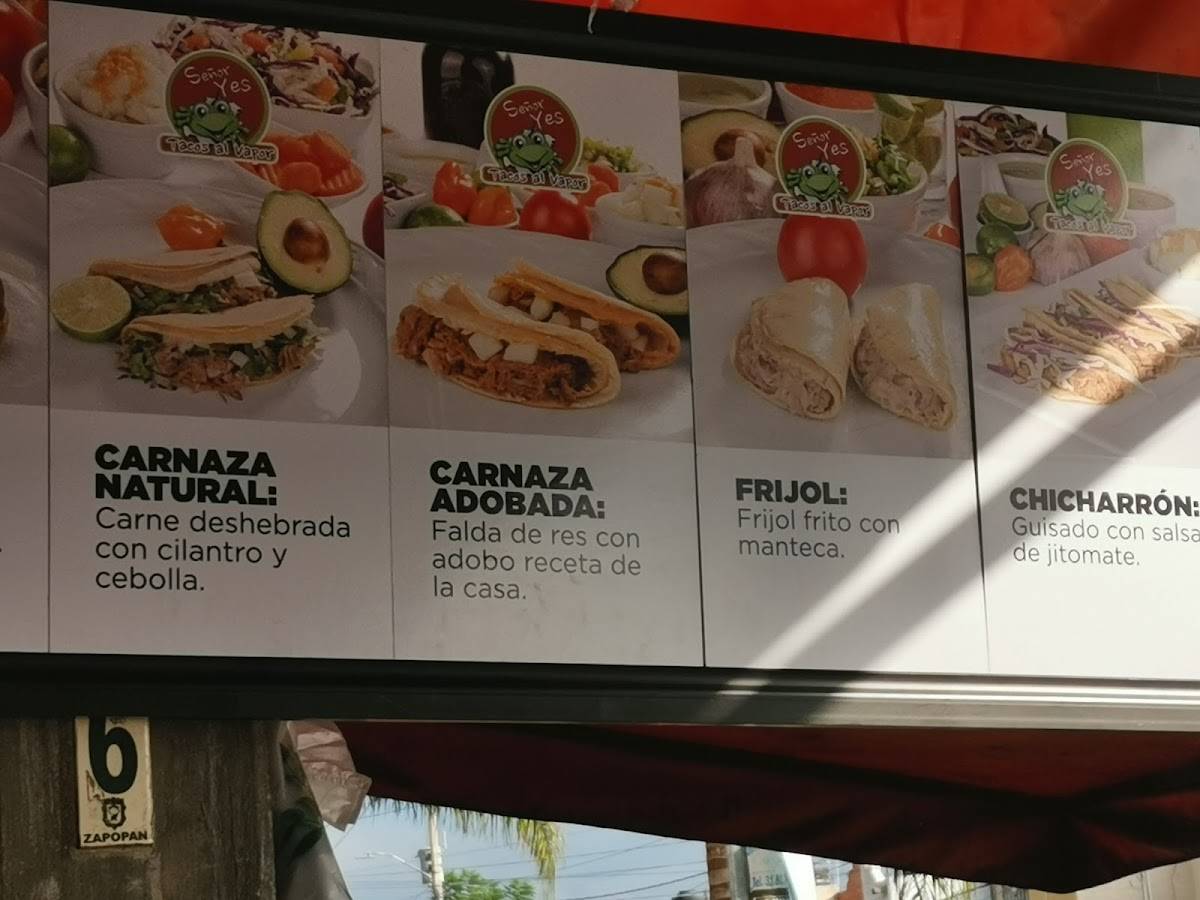 Menu at Tacos al Vapor Señor Yes Matriz Guadalupe restaurant, Zapopan