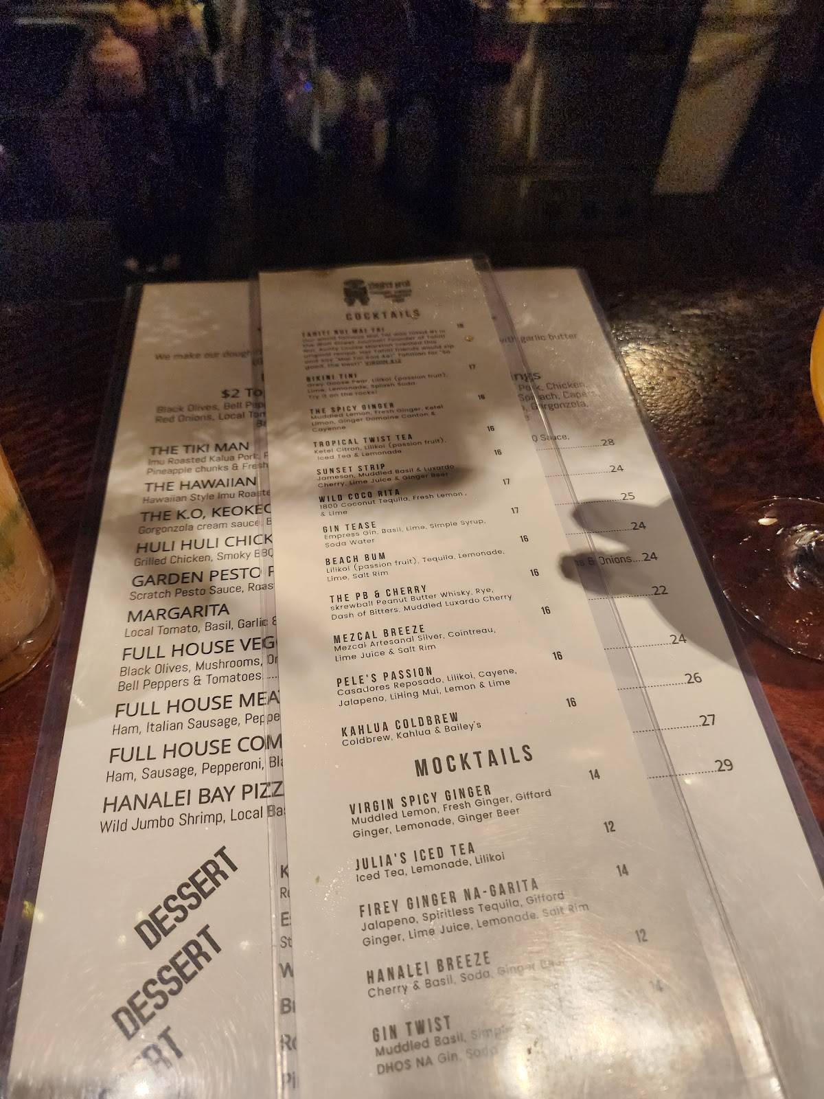 Menu at Tahiti Nui pub & bar, Hanalei, Kuhio Hwy