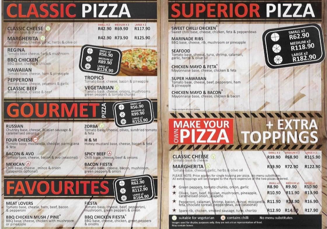 Menu at Take 2 Pizza co Secunda pizzeria, Secunda