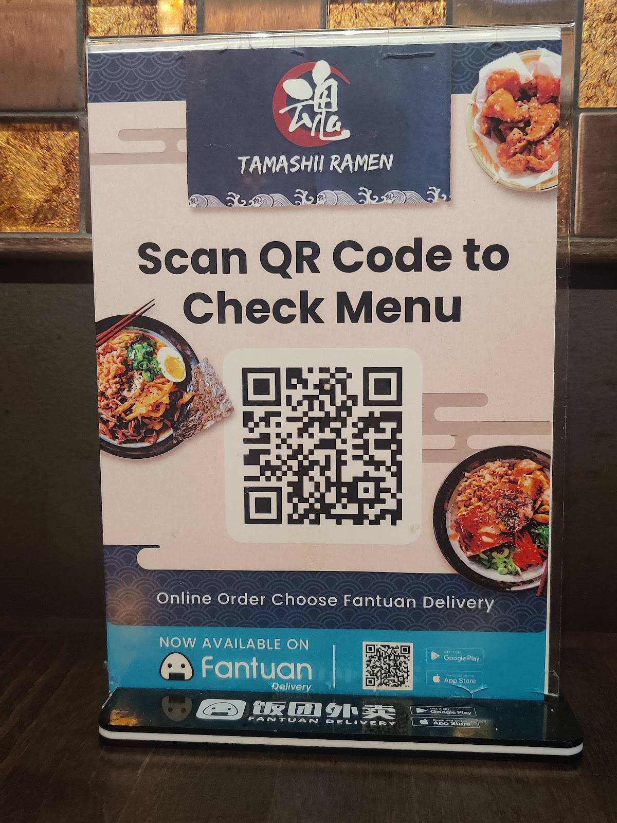 Menu at Tamashii Ramen restaurant, Chicago, 810 W Jackson Blvd
