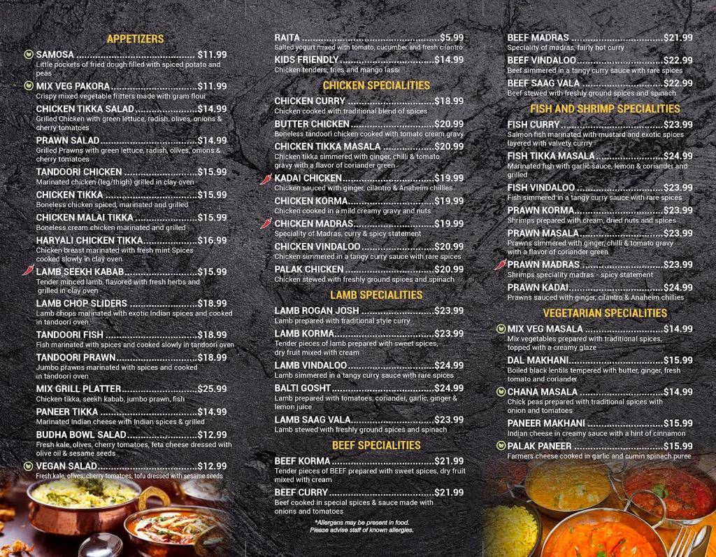 Menu at Tandoori Bites Indian Cuisine restaurant, 100 Mile House