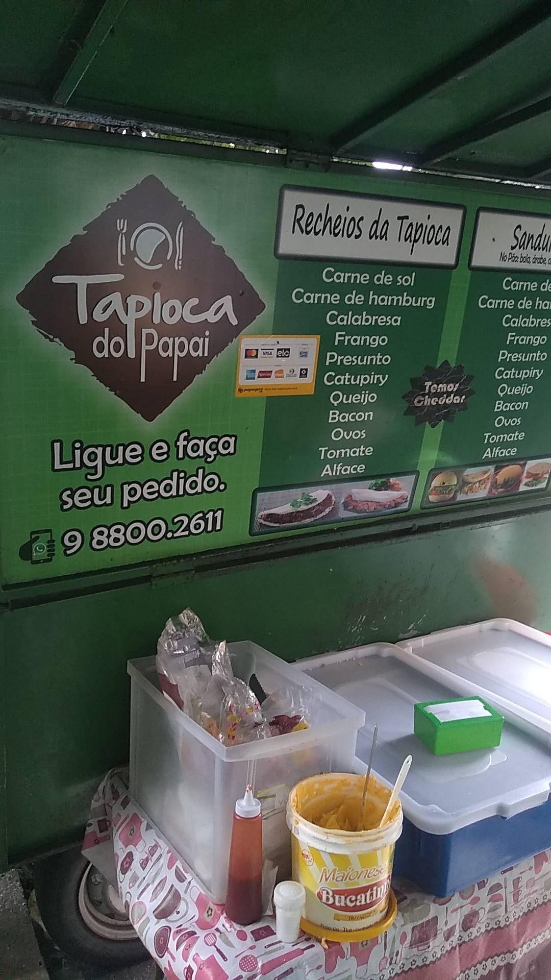 Menu at Tapioca do Papai cafe, Fortaleza