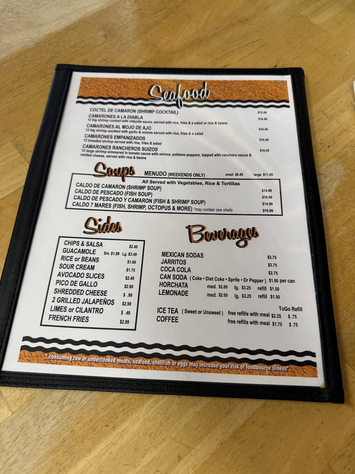 Menu at Taqueria Hernandez restaurant, Altus