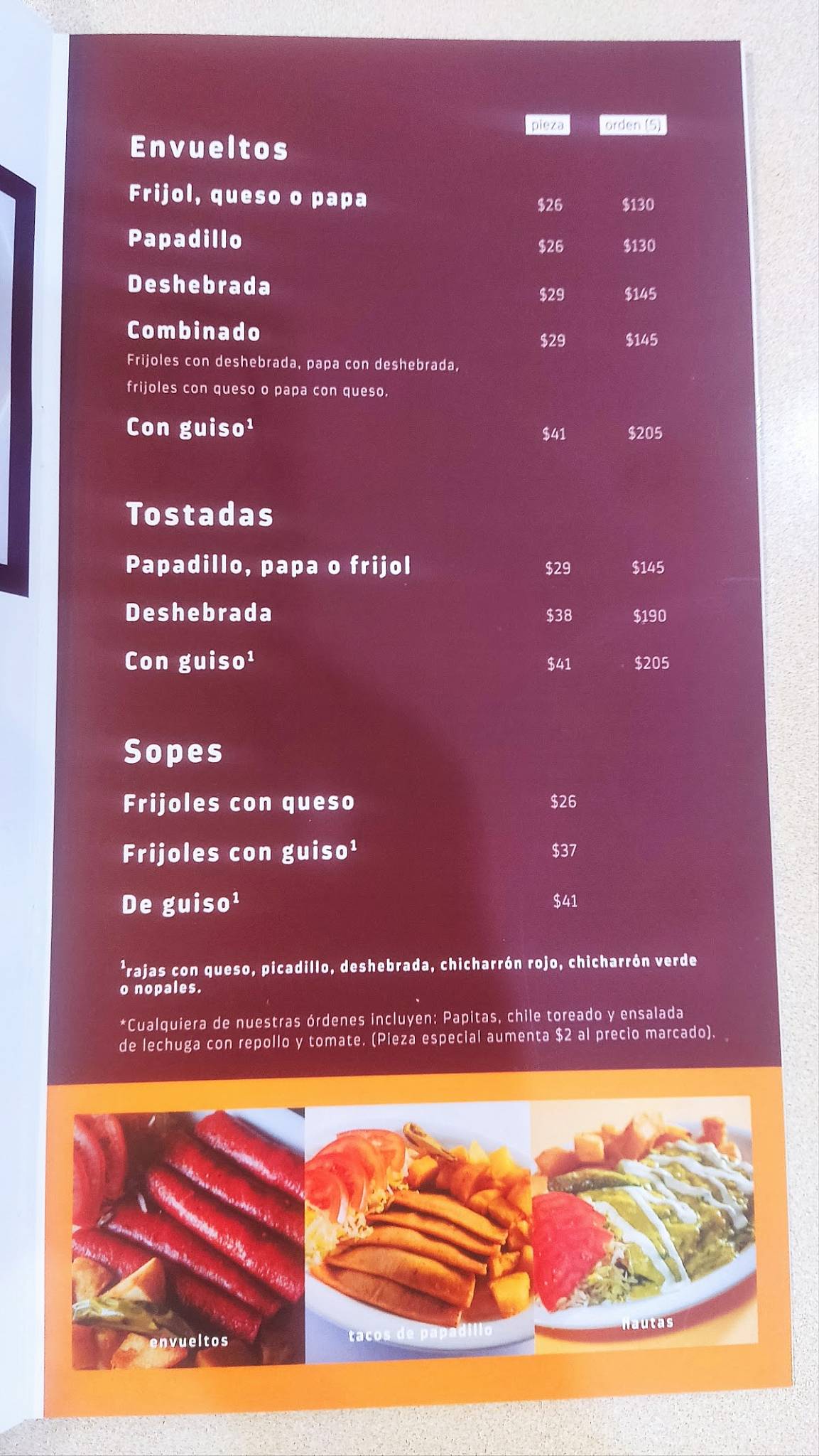 Carta del restaurante Taquería Juárez, Monterrey, Galeana Nte 123