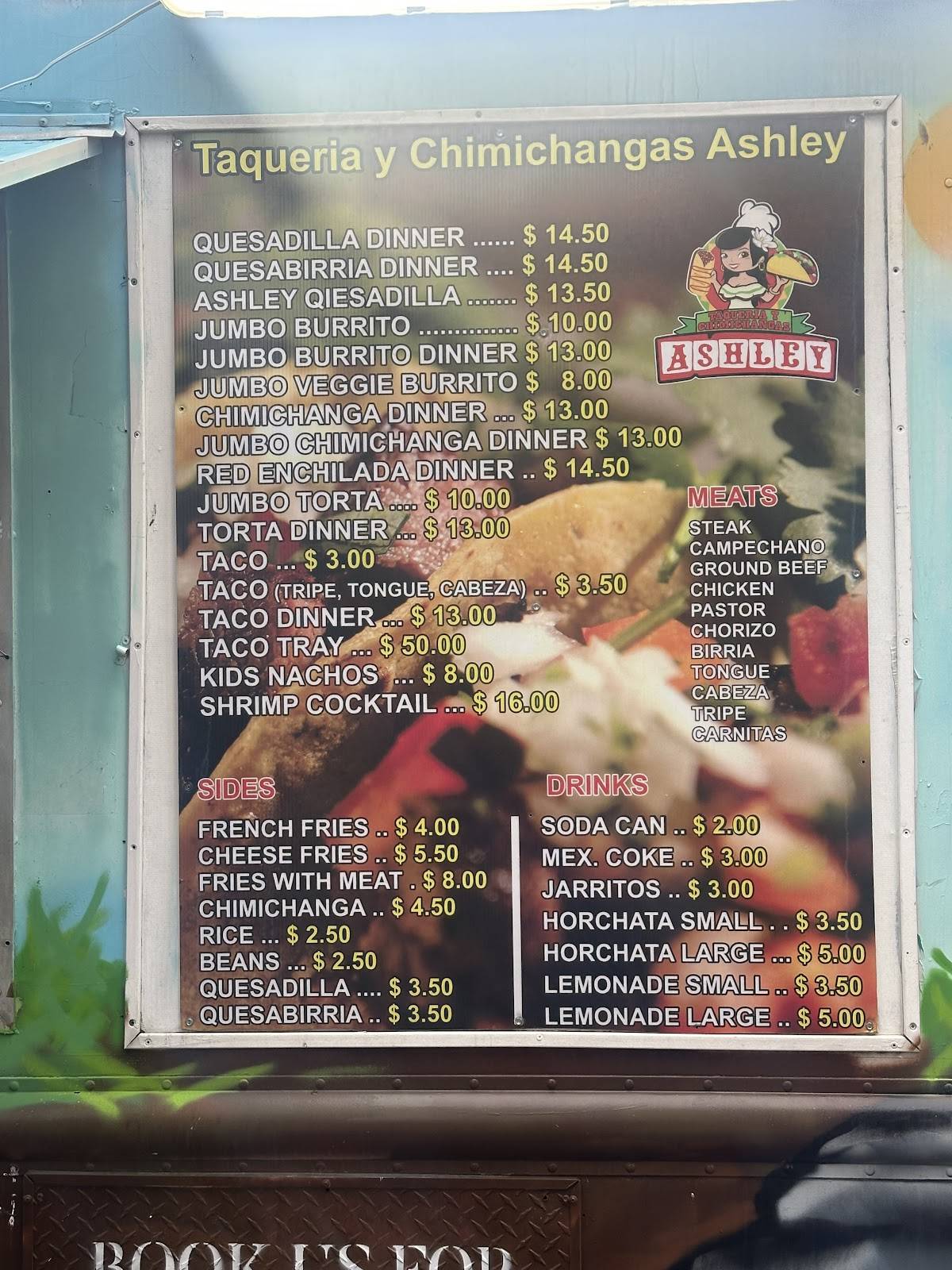 Menu at Taqueria Y Chimichangas Ashley restaurant, West Allis