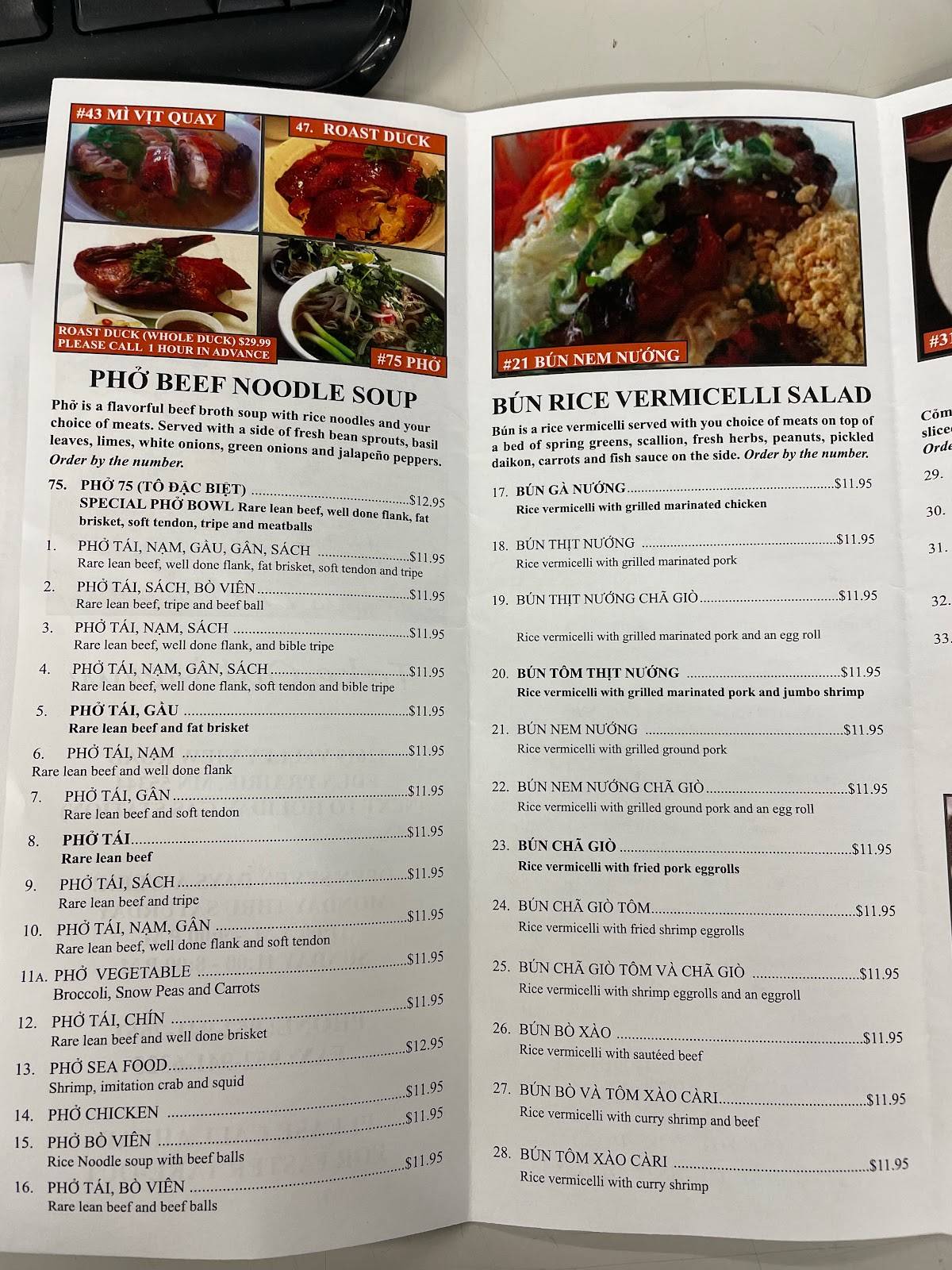 Menu at Taste of Asia restaurant, Eden Prairie