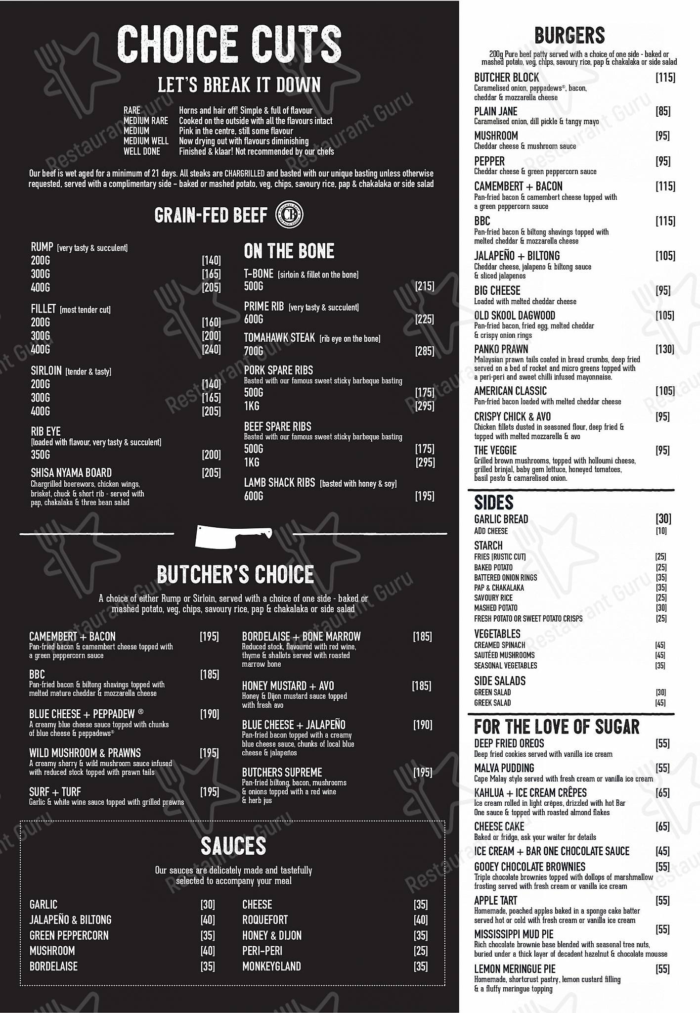 Menu at Sondela Buffet Restaurant, Verulam