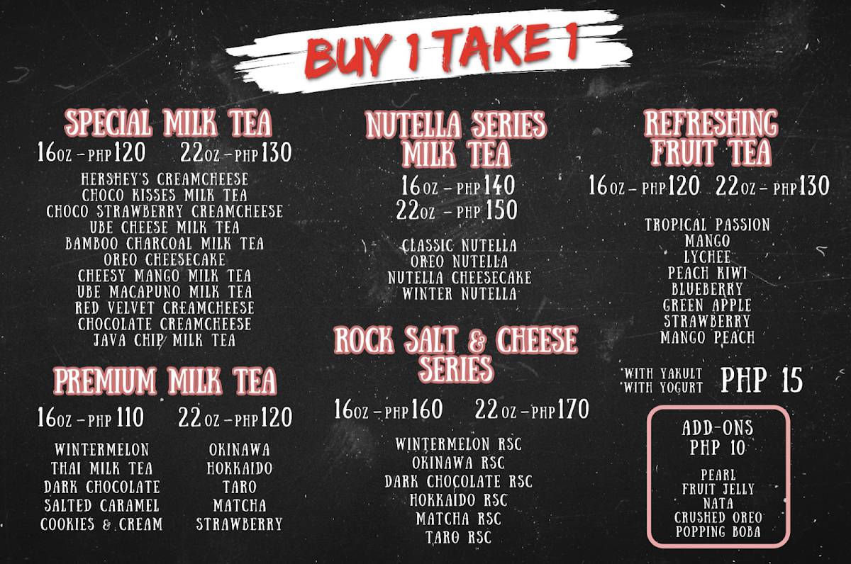 Menu at Tea - Spot (Sip n' Trip), Manila