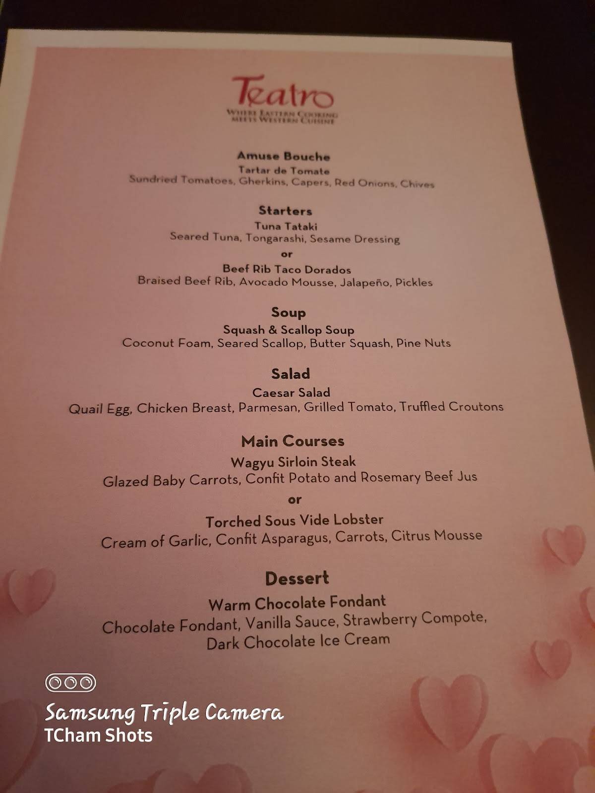 Menu at Teatro Doha restaurant, Doha
