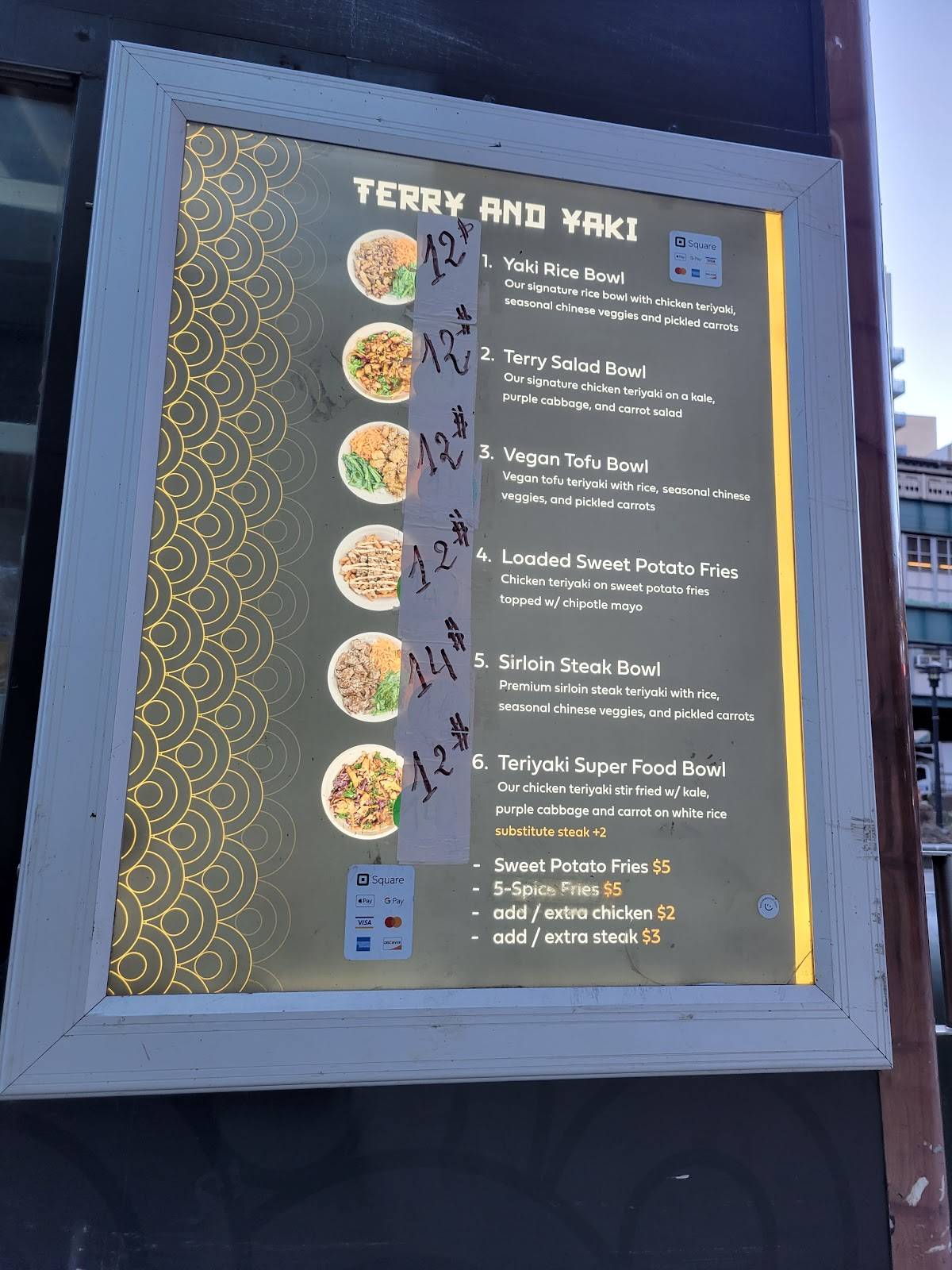 Menu at Terry and Yaki restaurant, New York City
