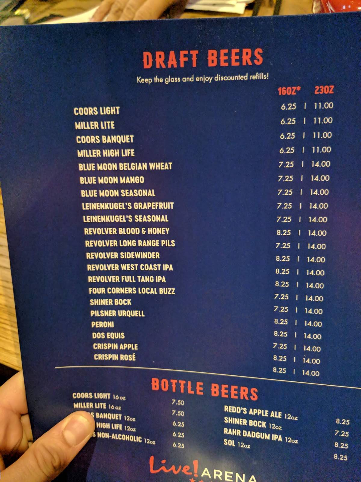 Menu at Texas Live! pub & bar, Arlington