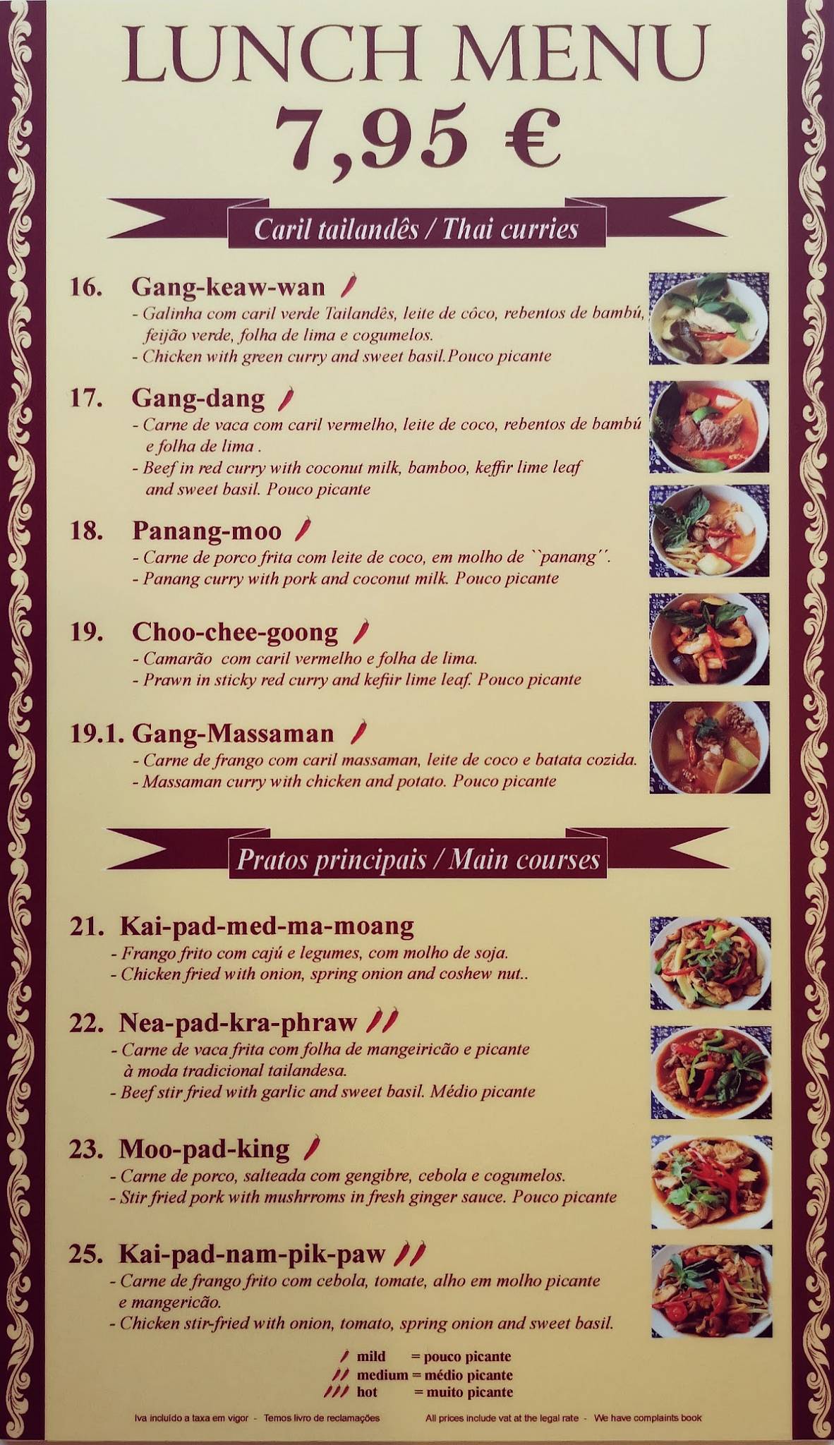 Menu at THAI GARDEN restaurant, Wimauma