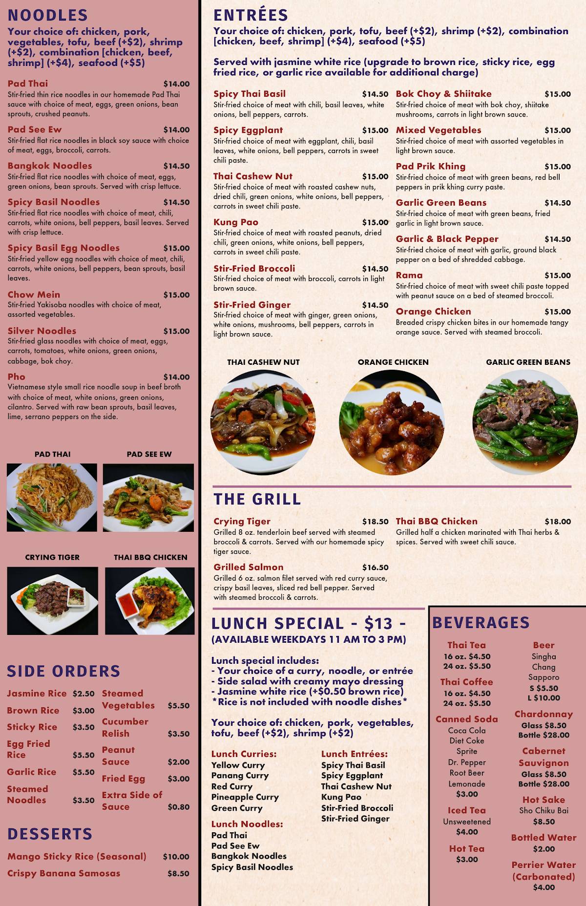 Menu at Thai Harbor Restaurant, Huntington Beach