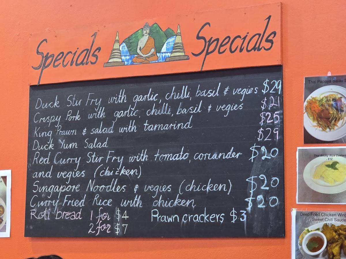 Menu at Thai Inthanon Kitchen restaurant, Coffs Harbour