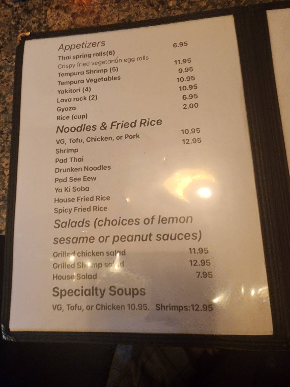 Menu at Thai Island restaurant, San Diego, Seventh Ave