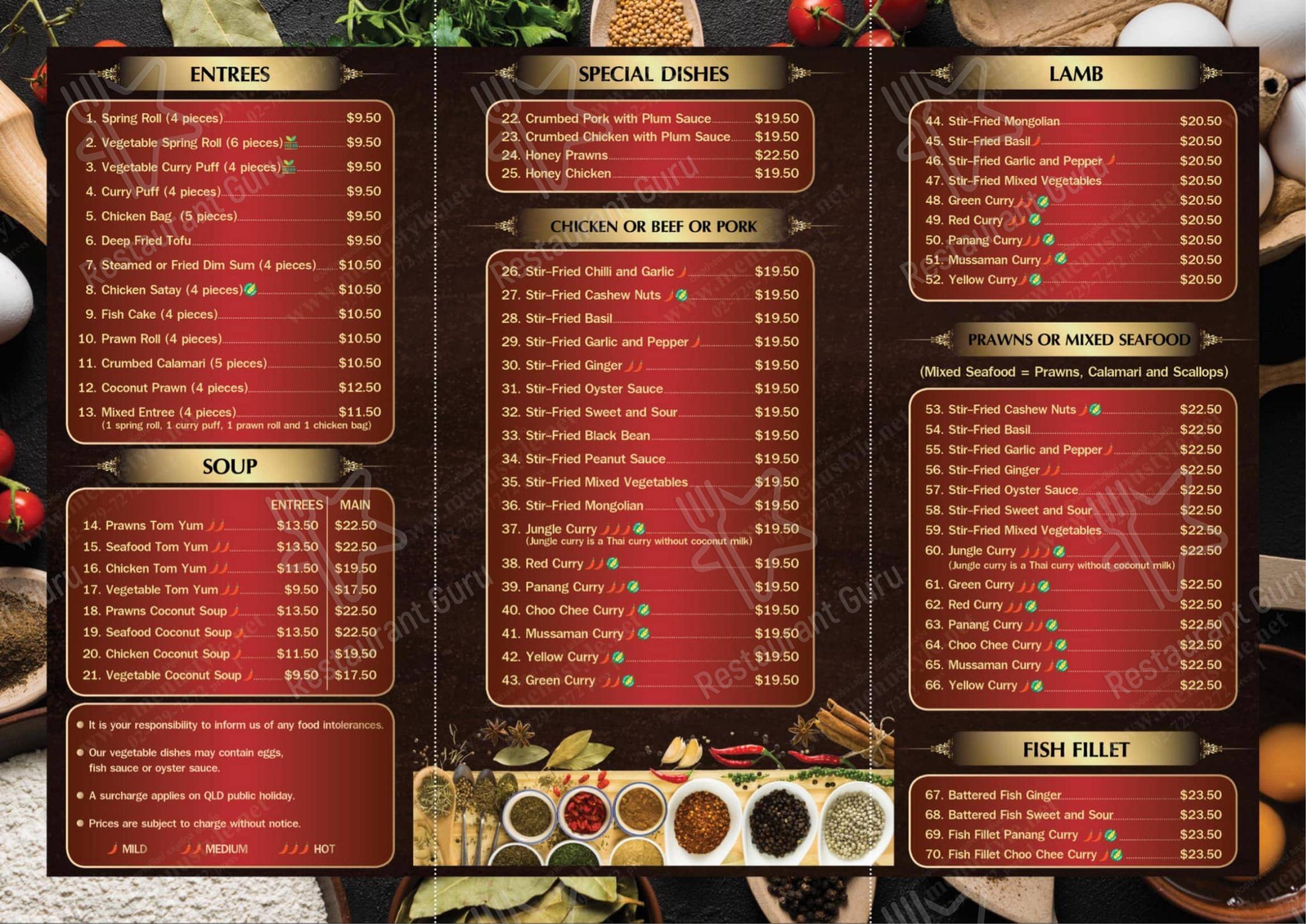Menu at Thai Lee La Highfields fast food, Highfields, Highfields ...