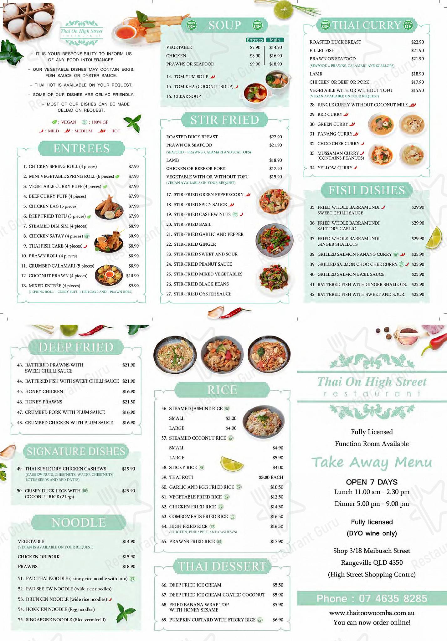 Menu at Thai Lee La Highfields fast food, Highfields, Highfields ...