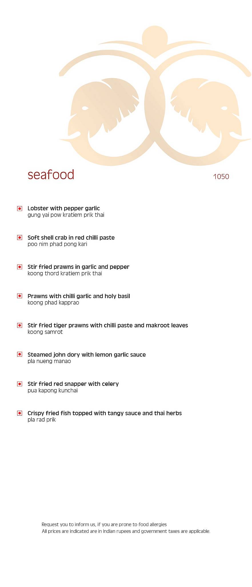 Menu at Thai Naam, Mumbai