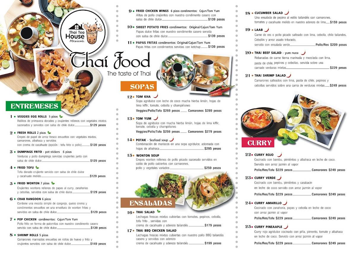 Carta del restaurante Thai Tea House Mexicali, Mexicali
