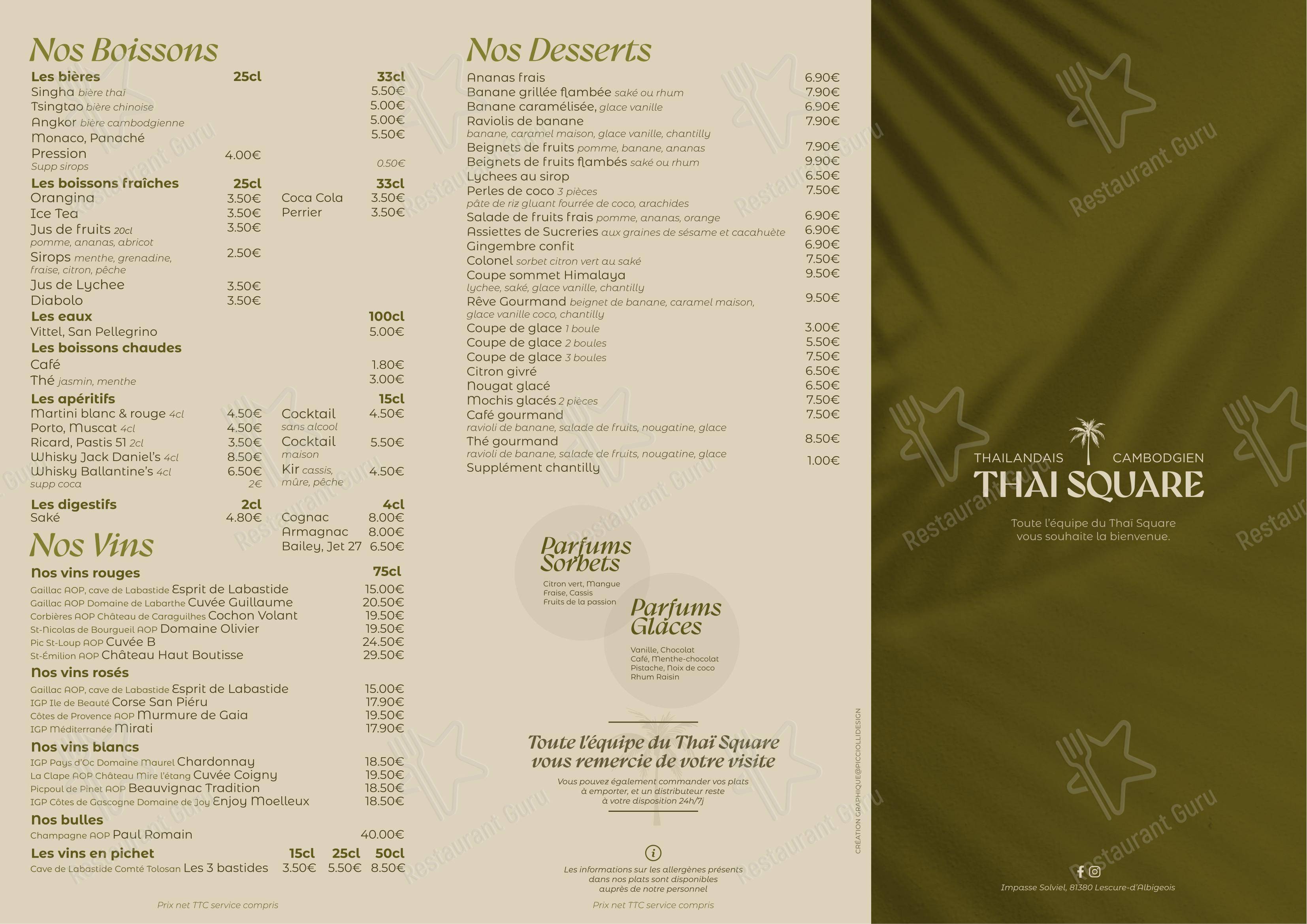 Menu au THAÏ SQUARE - Restaurant, Lescure-d'Albigeois