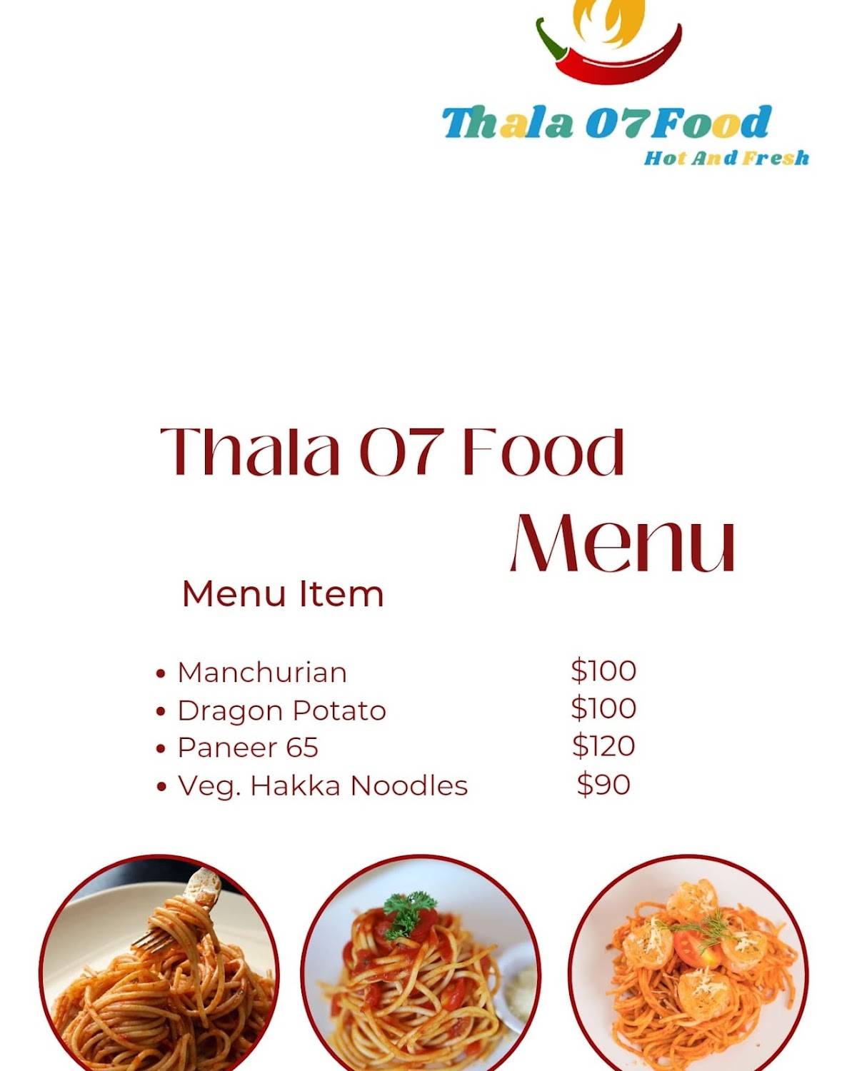 Menu at Thala 07 Food, Gandhidham