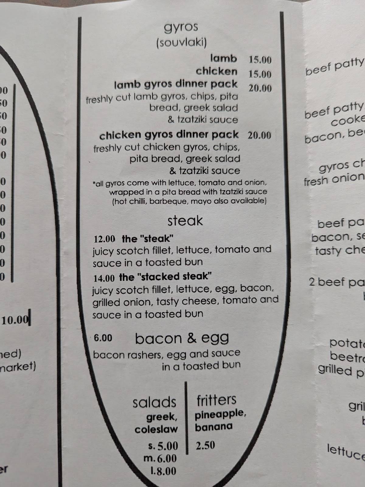 Menu at Thalassa Fish and Chippers restaurant, Hoppers Crossing