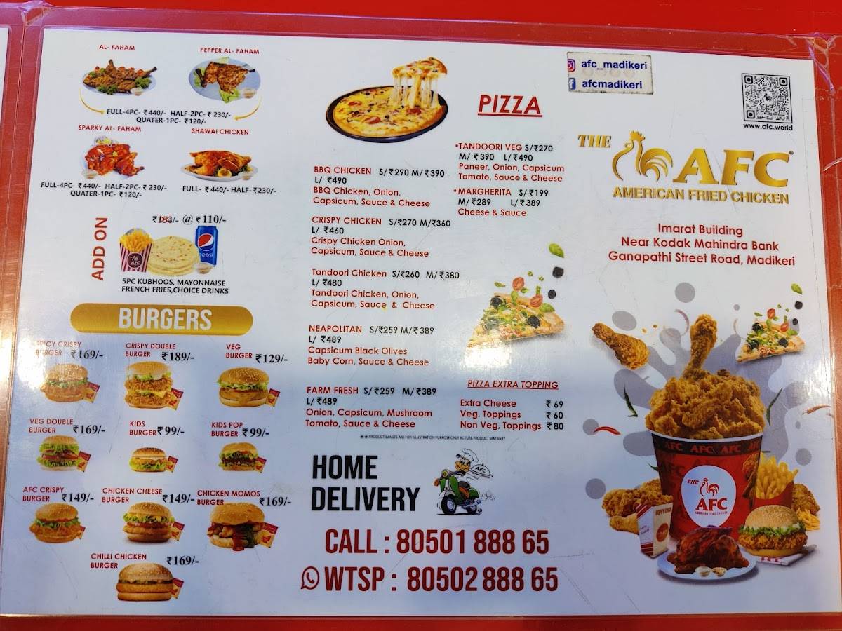 Menu at The AFC American fried Chicken (Madikeri), Madikeri