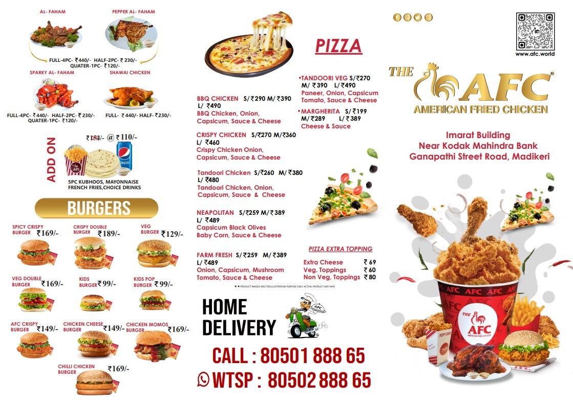Menu at The AFC American fried Chicken (Madikeri), Madikeri