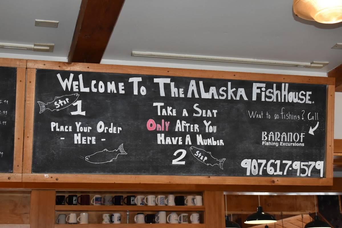 Menu at The Alaska Fish House restaurant, Ketchikan, 3 Salmon Landing