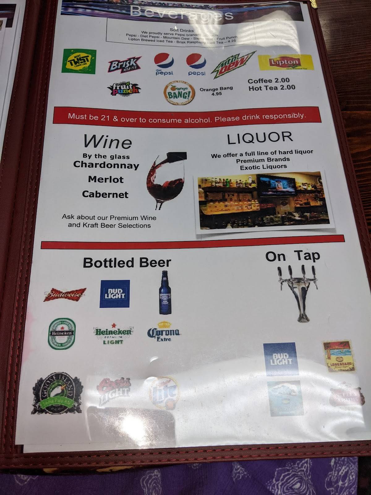Menu at The Alley Restaurant at Aiea Bowl, Aiea
