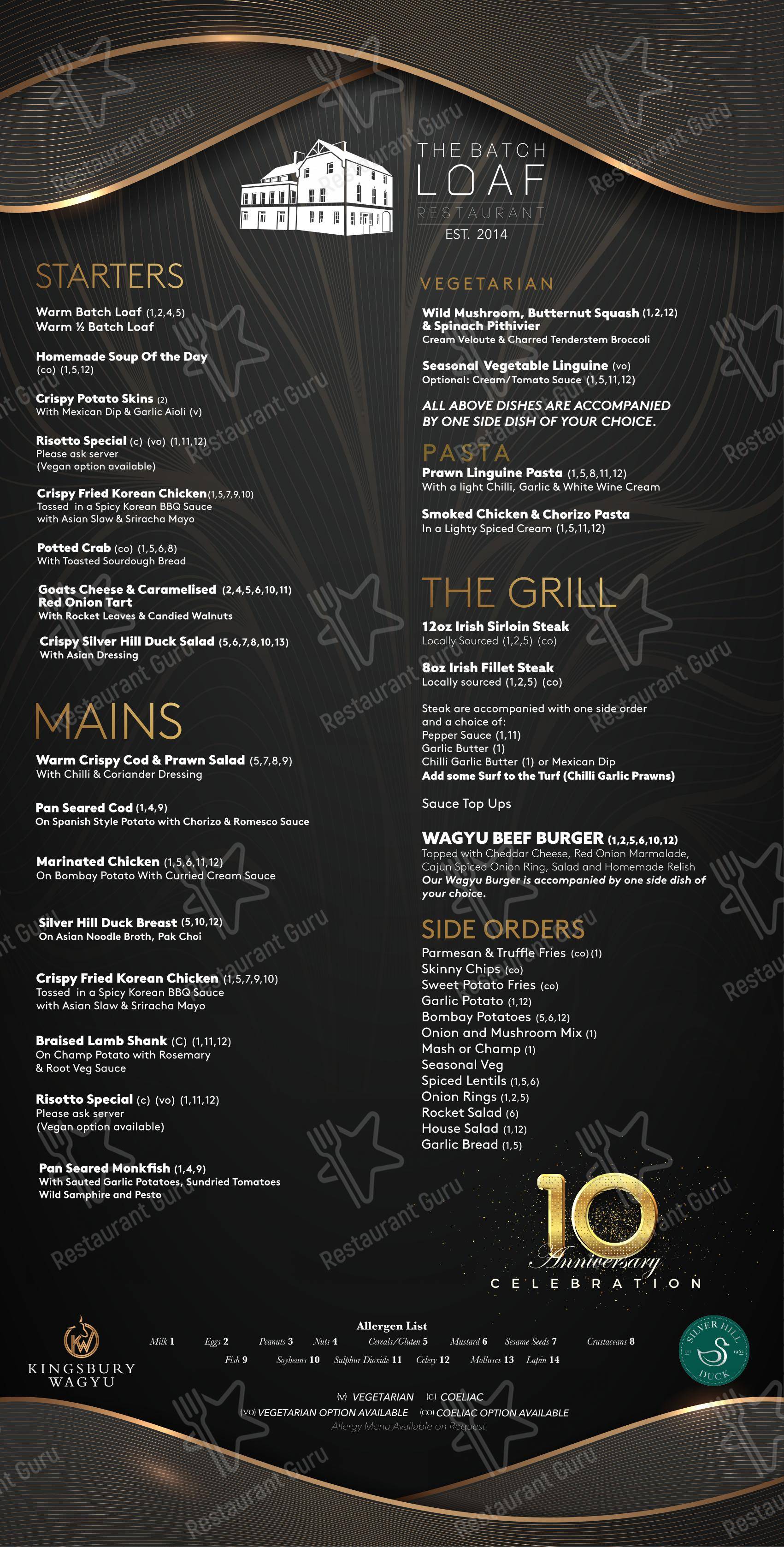 Menu at The Batch Loaf pub & bar, Monaghan