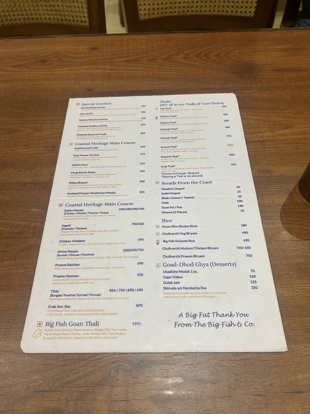Menu at The Big Fish & Co., Mumbai