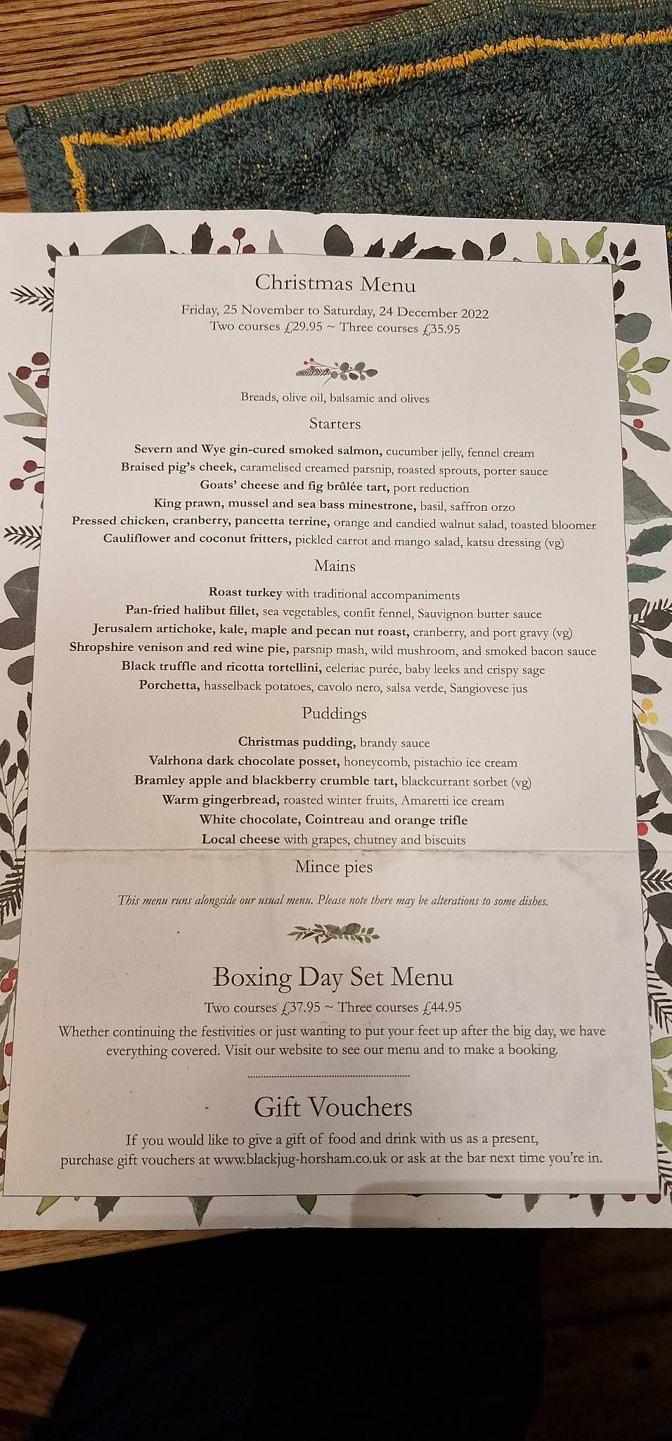 Menu at The Black Jug pub & bar, Horsham
