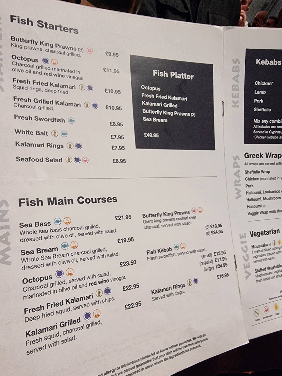 Menu at The Blue Olive restaurant, Barnet, 12 Cockfosters Rd