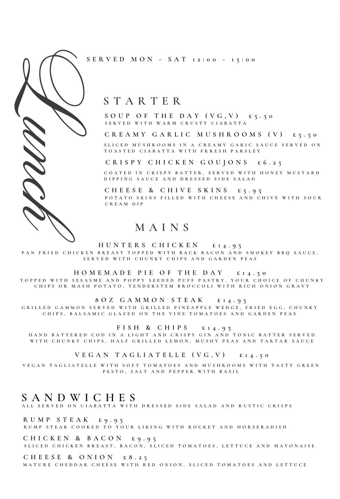 Menu at The Boat Inn Bar and Restaurant, Long Itchington, Birdingbury Wharf
