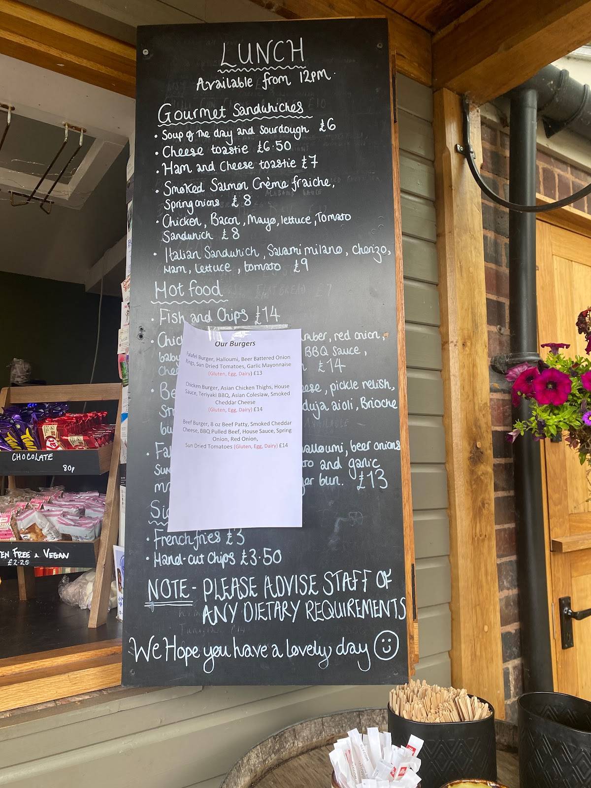 Menu at The Bracebridge restaurant, Sutton Coldfield