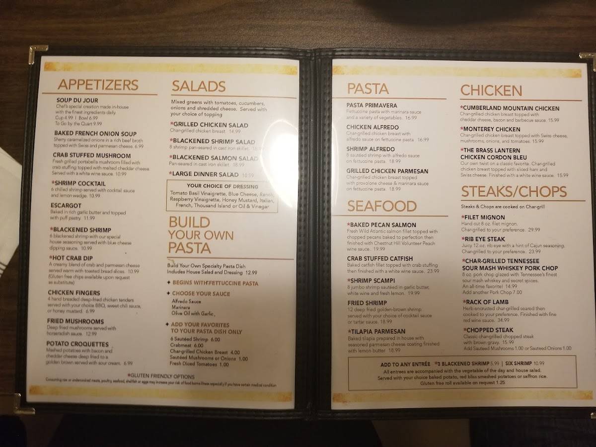 Menu at The Lantern Steakhouse & Pub, Crossville