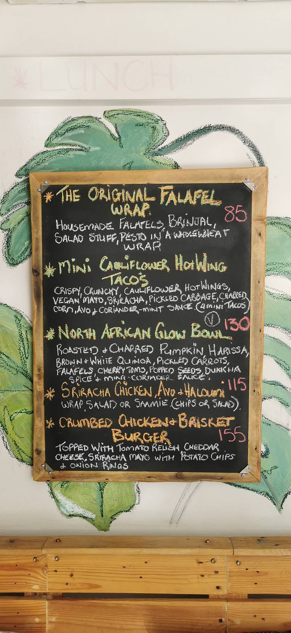 Menu at The Break Room restaurant, Pietermaritzburg