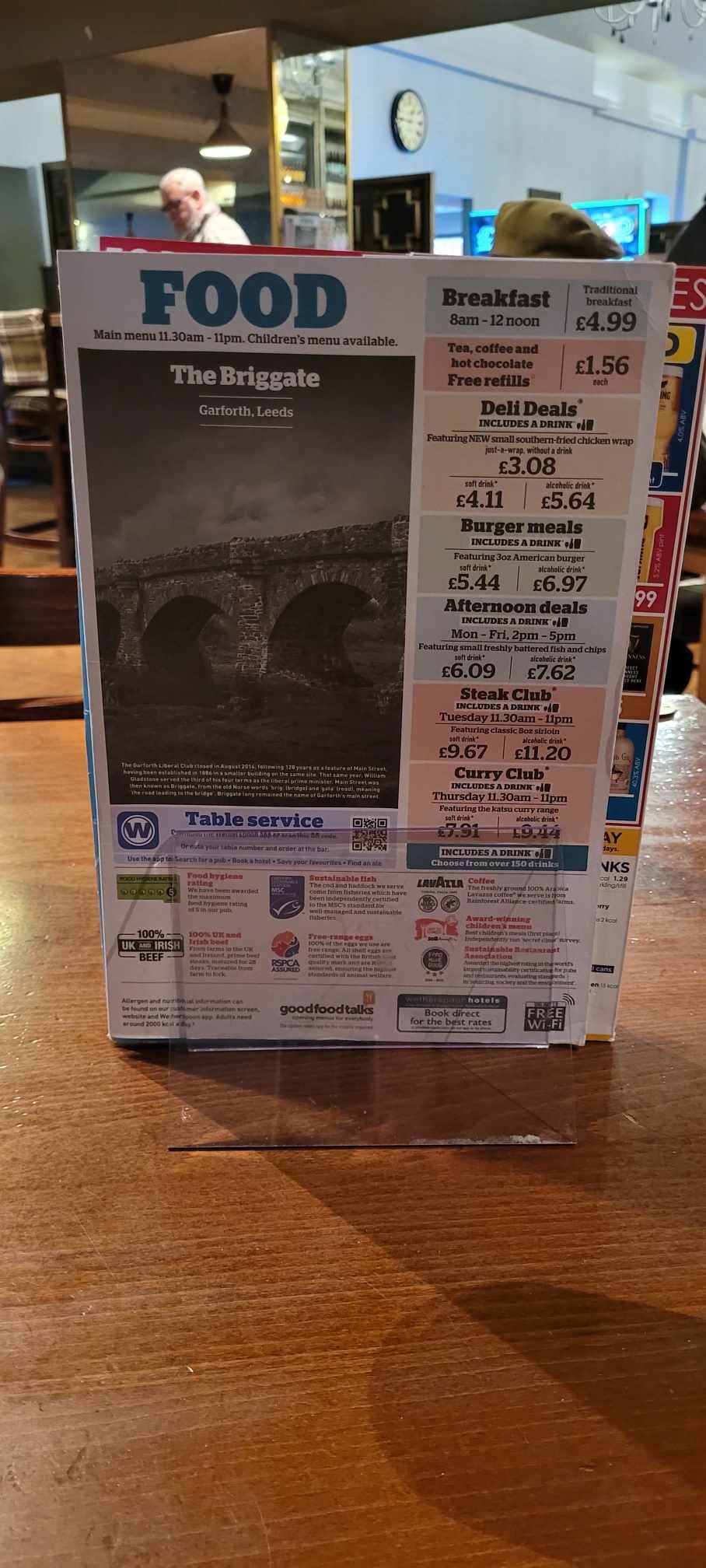 Menu at The Briggate - JD Wetherspoon pub & bar, Leeds