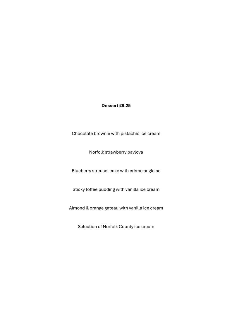 Menu at The Brisley Bell restaurant, Brisley, The Grn